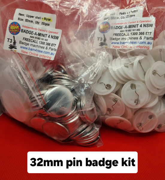 T3 Pin on Badge Kit 32mm ( T3 32PB200 400 ) – Badge-A-Minit for NSW